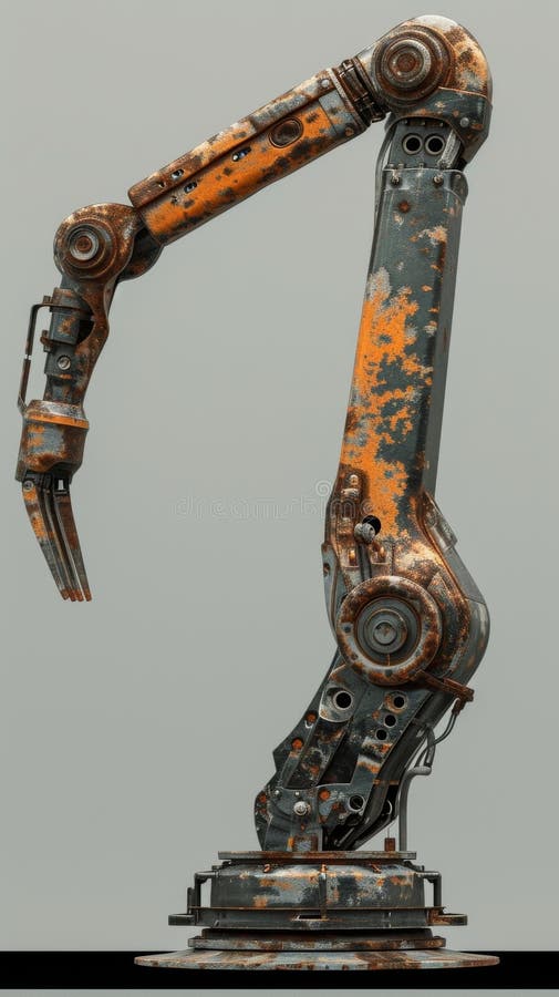 Rusted Robotic Arm with Weathered Mechanical Features Stock Image ...