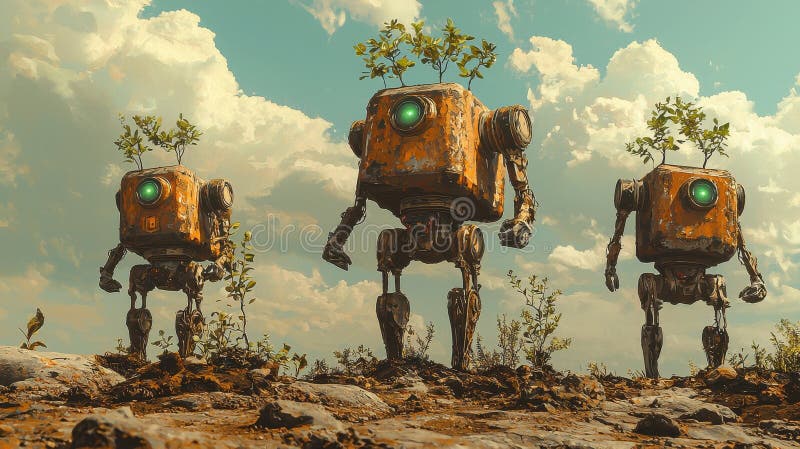 Rusted Robots with Trees Growing from Their Heads in a Sci-fi World ...