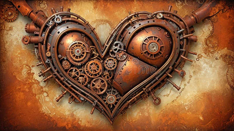 Rusted Steampunk Heart Illustration Stock Illustration - Illustration ...