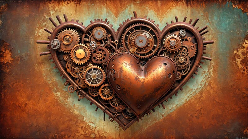 Rusted Steampunk Heart Illustration Stock Illustration - Illustration ...