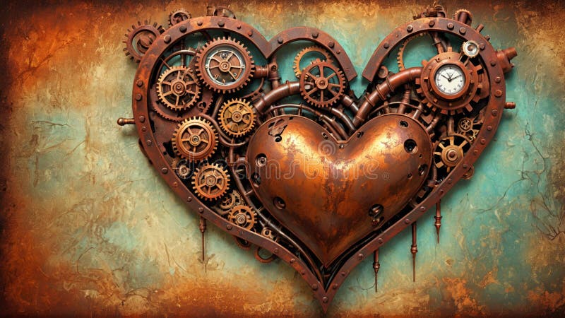 Rusted Steampunk Heart Illustration Stock Illustration - Illustration ...