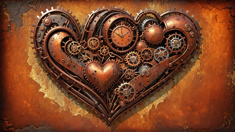 Rusted Steampunk Heart Illustration Stock Illustration - Illustration ...