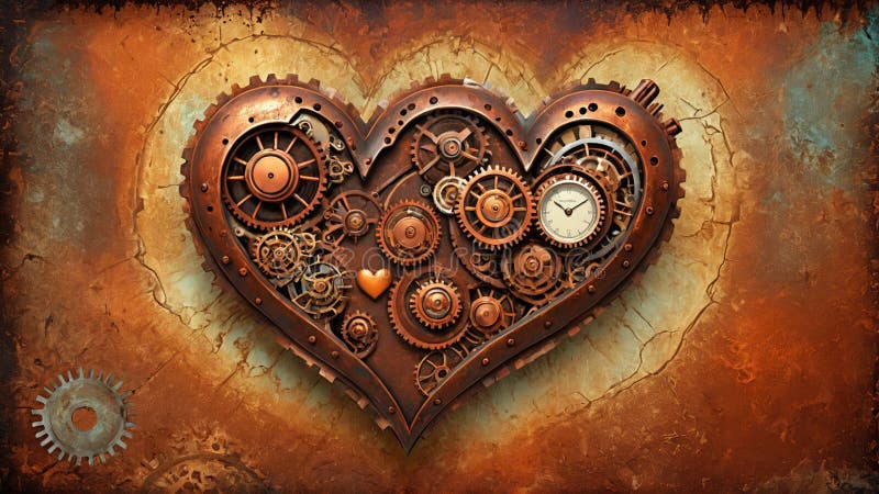 Rusted Steampunk Heart Illustration Stock Illustration - Illustration ...