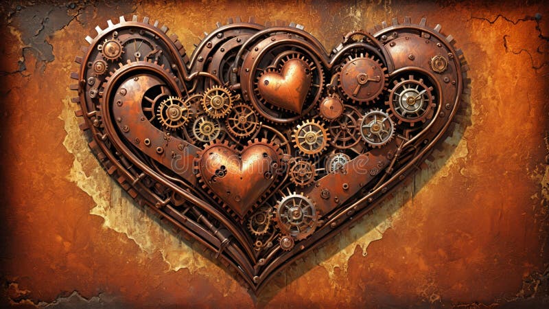 Rusted Steampunk Heart Illustration Stock Illustration - Illustration ...