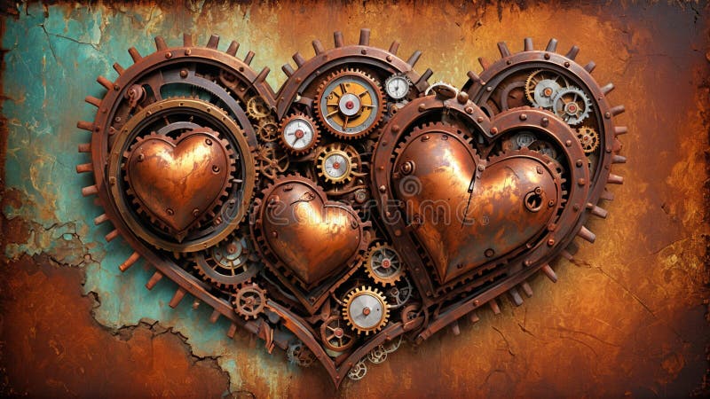 Rusted Steampunk Heart Illustration Stock Illustration - Illustration ...