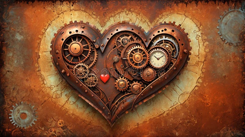 Rusted Steampunk Heart Illustration Stock Illustration - Illustration ...