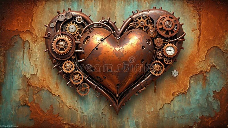 Rusted Steampunk Heart Illustration Stock Illustration - Illustration ...