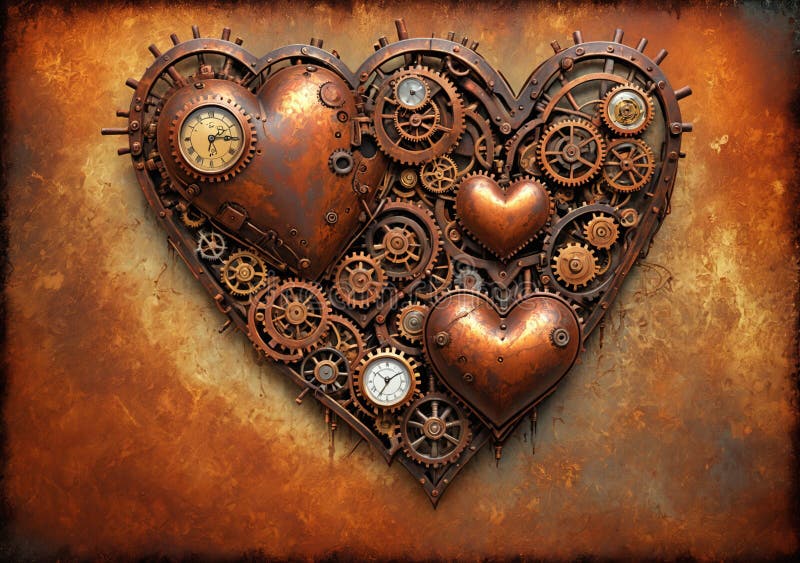 Rusted Steampunk Heart Illustration Stock Illustration - Illustration ...