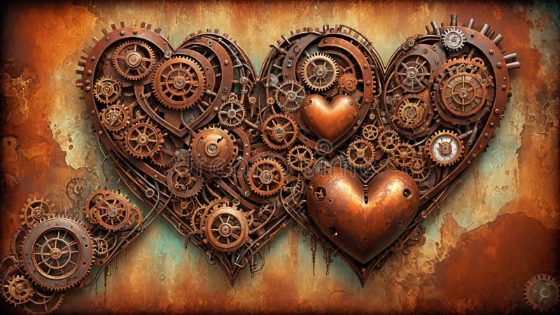 Rusted Steampunk Heart Illustration Stock Illustration - Illustration ...