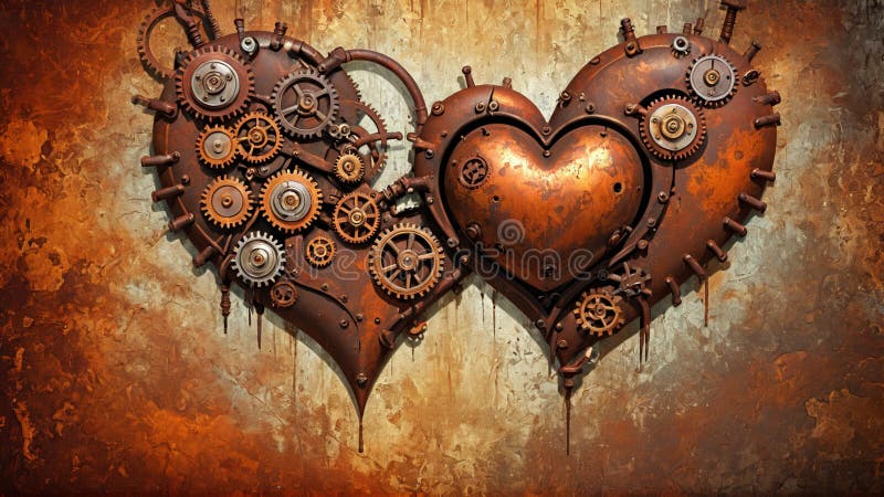 Rusted Steampunk Heart Illustration Stock Illustration - Illustration ...