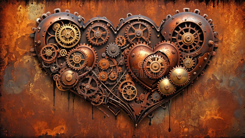 Rusted Steampunk Heart Illustration Stock Illustration - Illustration ...