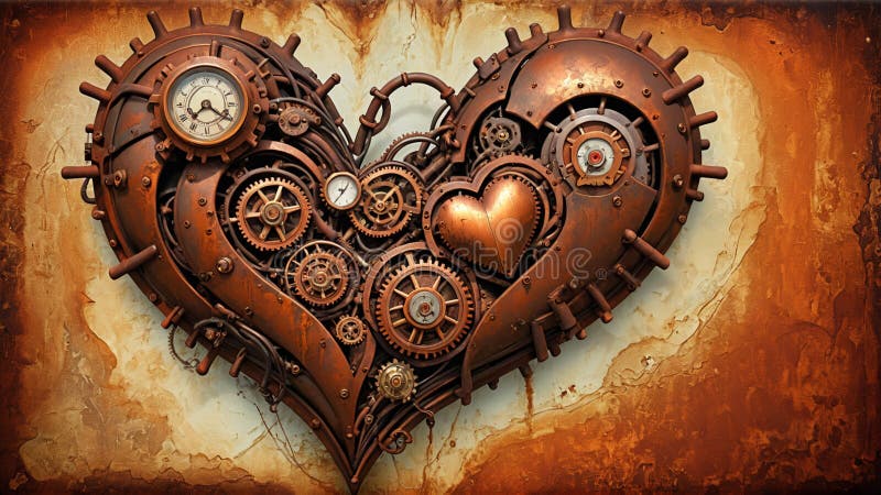 Rusted Steampunk Heart Illustration Stock Illustration - Illustration ...