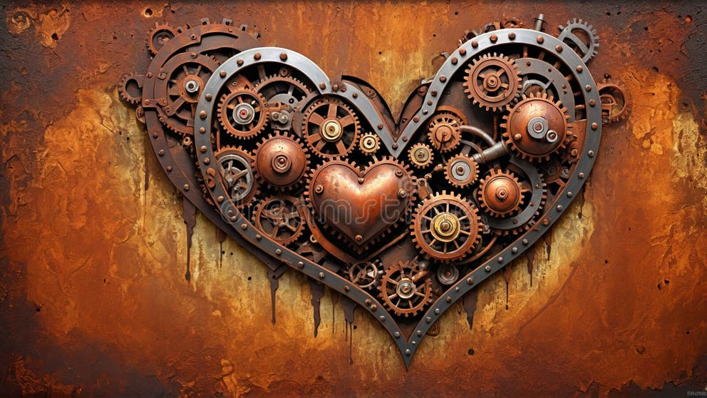 Rusted Steampunk Heart Illustration Stock Illustration - Illustration ...