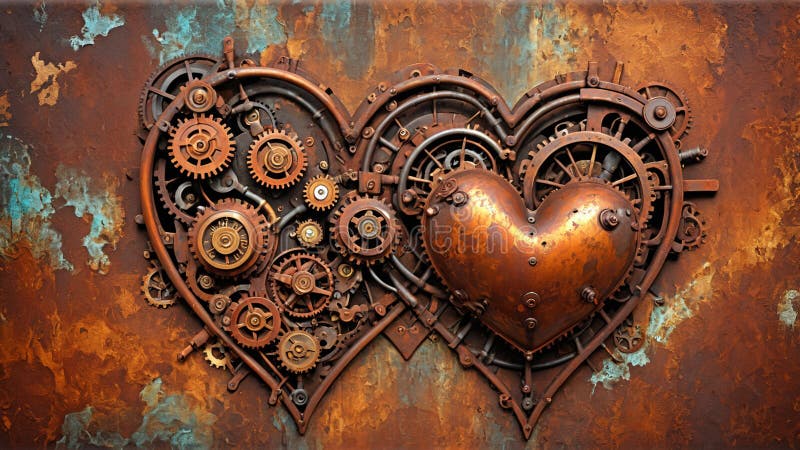 Rusted Steampunk Heart Illustration Stock Illustration - Illustration ...
