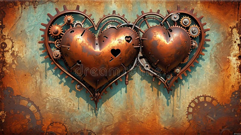 Rusted Steampunk Heart Illustration Stock Illustration - Illustration ...