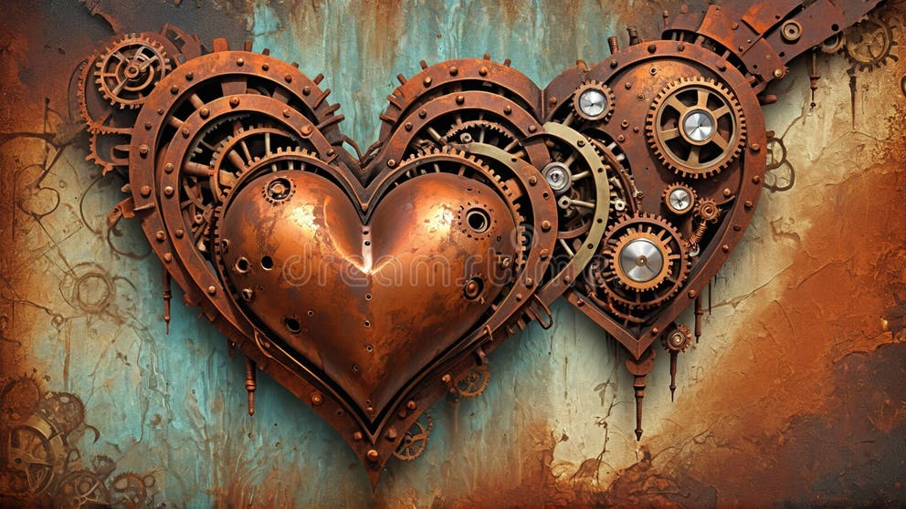 Rusted Steampunk Heart Illustration Stock Illustration - Illustration ...
