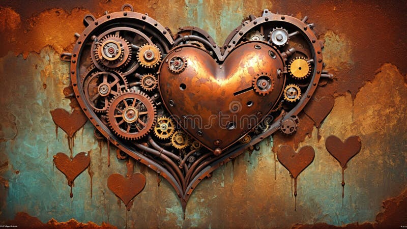Rusted Steampunk Heart Illustration Stock Illustration - Illustration ...