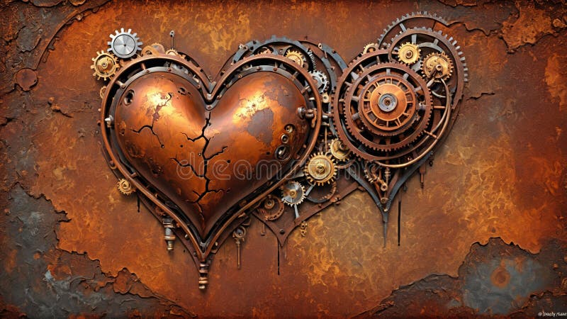 Rusted Steampunk Heart Illustration Stock Illustration - Illustration ...