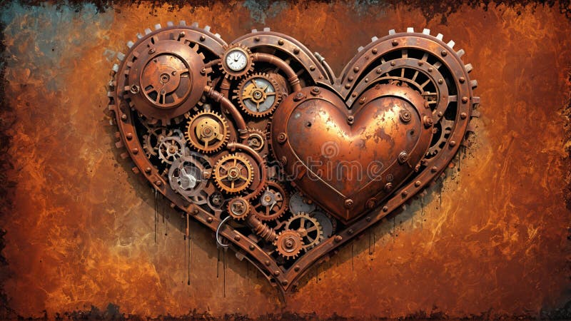 Rusted Steampunk Heart Illustration Stock Illustration - Illustration ...