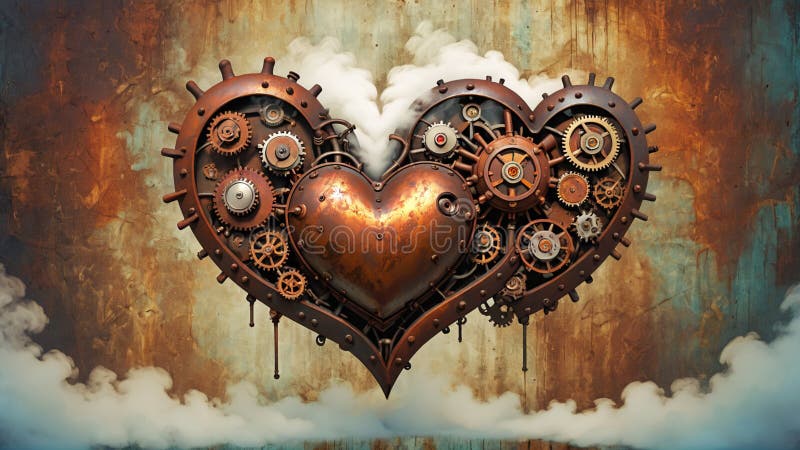 Rusted Steampunk Heart Illustration Stock Illustration - Illustration ...