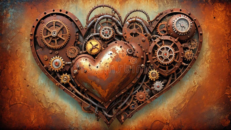 Rusted Steampunk Heart Illustration Stock Illustration - Illustration ...