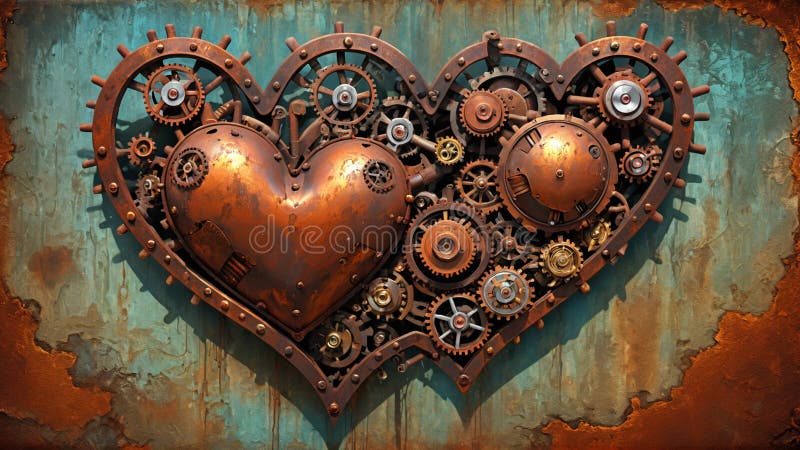Rusted Steampunk Heart Illustration Stock Illustration - Illustration ...