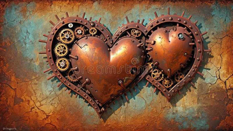 Rusted Steampunk Heart Illustration Stock Illustration - Illustration ...