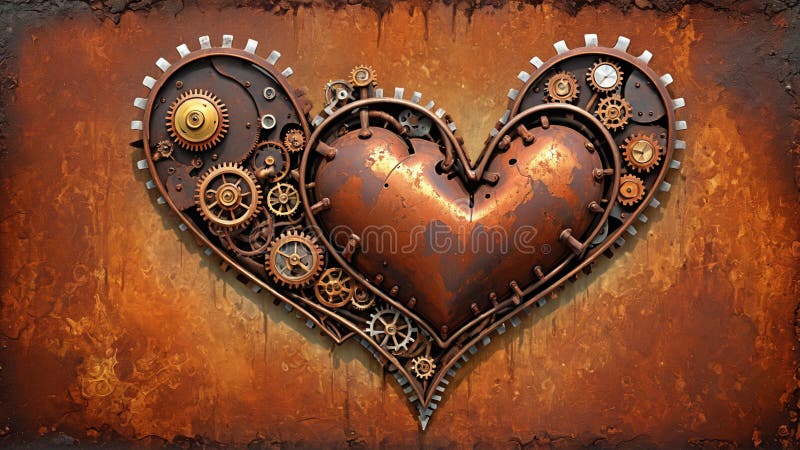 Rusted Steampunk Heart Illustration Stock Illustration - Illustration ...
