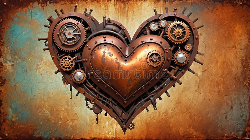 Rusted Steampunk Heart Illustration Stock Illustration - Illustration ...