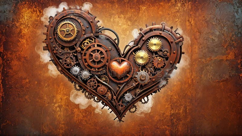 Rusted Steampunk Heart Illustration Stock Illustration - Illustration ...