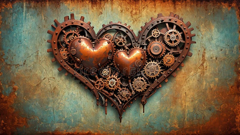 Rusted Steampunk Heart Illustration Stock Illustration - Illustration ...