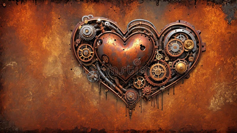 Rusted Steampunk Heart Illustration Stock Illustration - Illustration ...