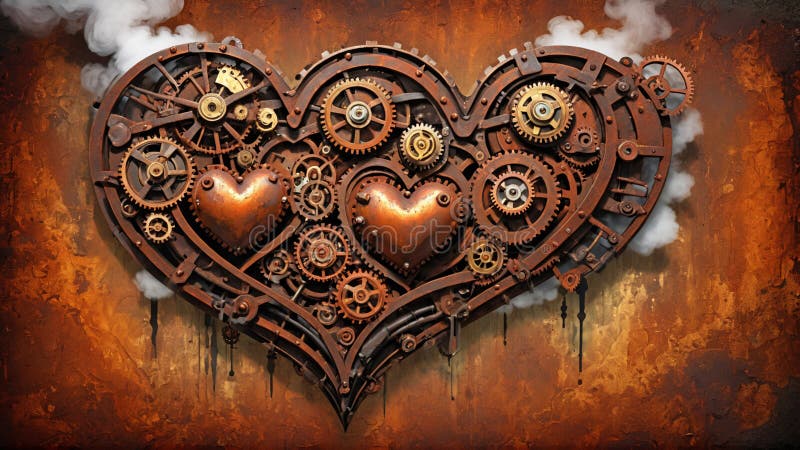 Rusted Steampunk Heart Illustration Stock Illustration - Illustration ...