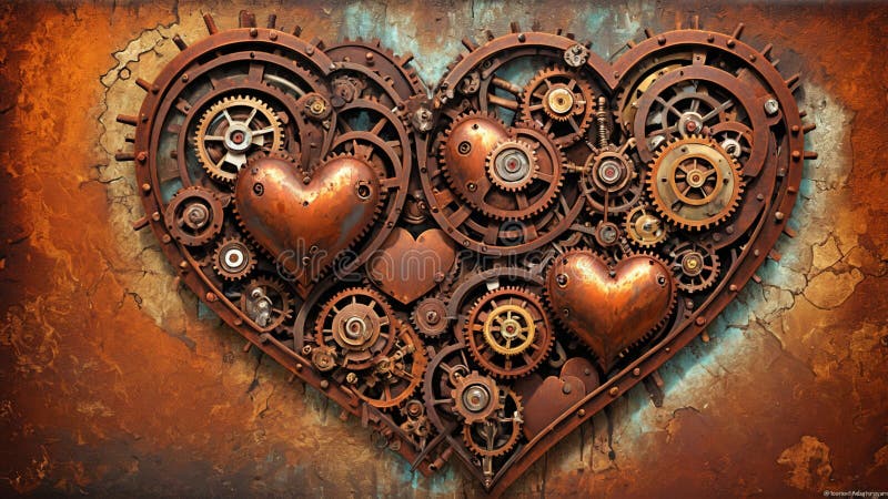 Rusted Steampunk Heart Illustration Stock Illustration - Illustration ...