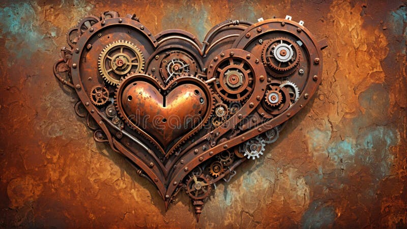 Rusted Steampunk Heart Illustration Stock Illustration - Illustration ...