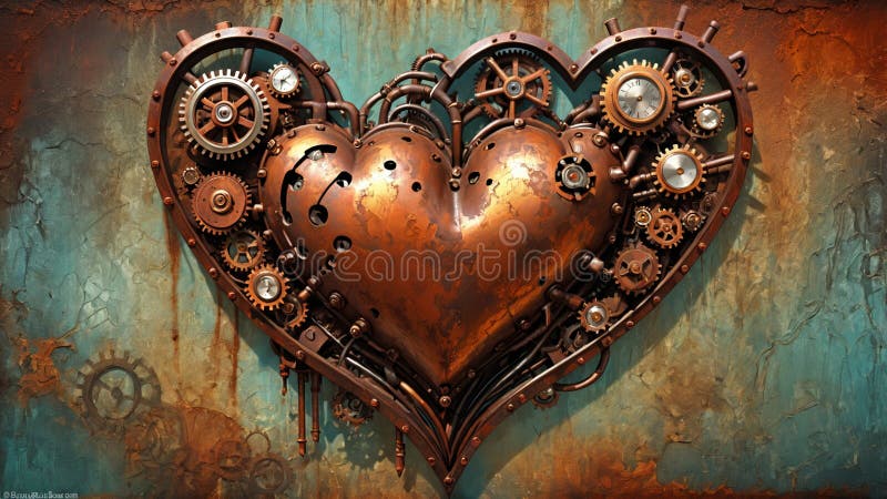 Rusted Steampunk Heart Illustration Stock Illustration - Illustration ...