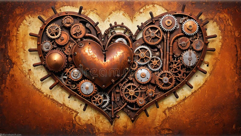 Rusted Steampunk Heart Illustration Stock Illustration - Illustration ...