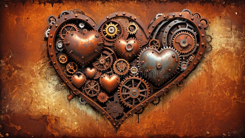 Rusted Steampunk Heart Illustration Stock Illustration - Illustration ...