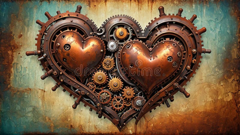 Rusted Steampunk Heart Illustration Stock Illustration - Illustration ...