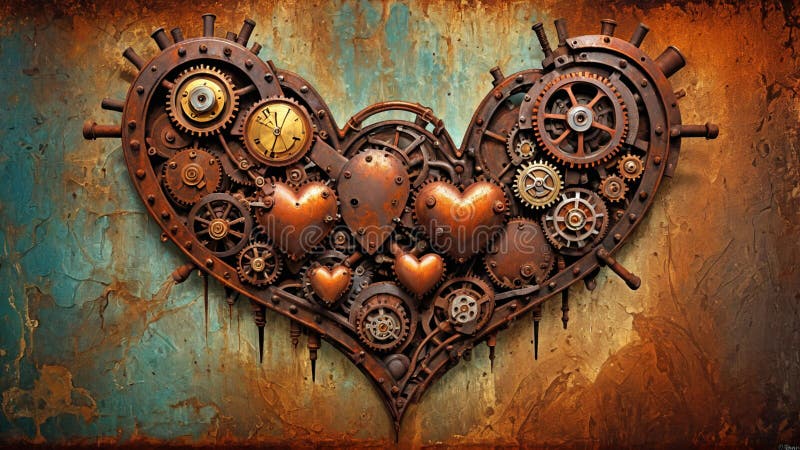 Rusted Steampunk Heart Illustration Stock Illustration - Illustration ...