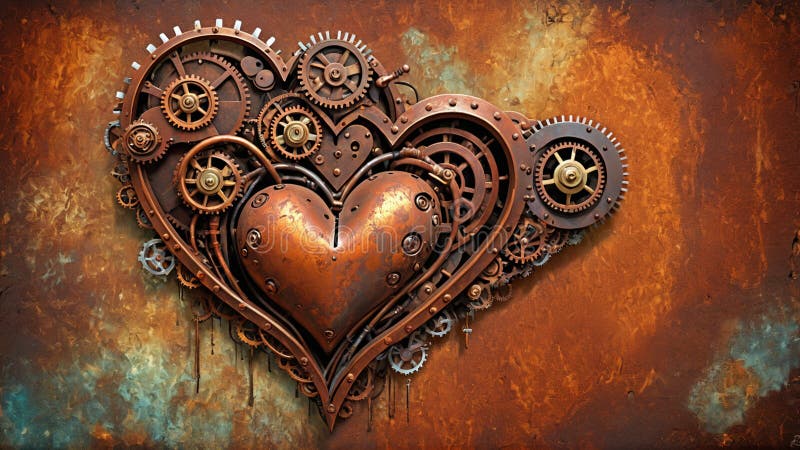 Rusted Steampunk Heart Illustration Stock Illustration - Illustration ...