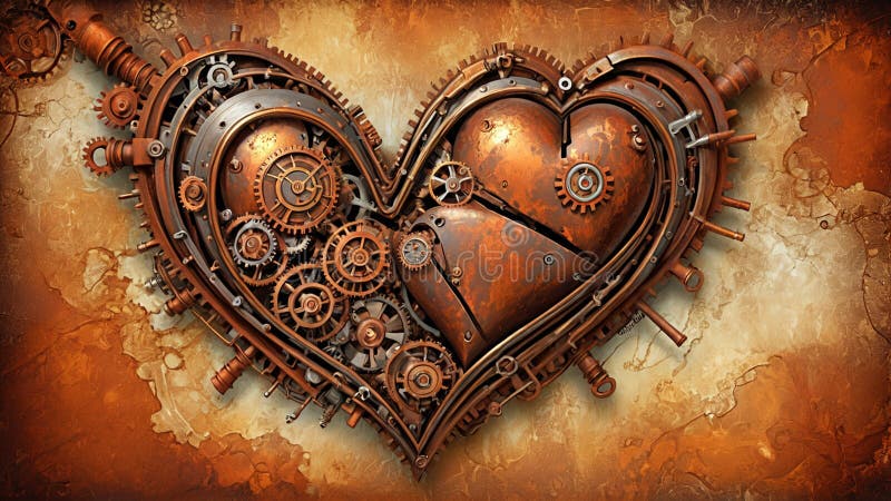 Rusted Steampunk Heart Illustration Stock Illustration - Illustration ...