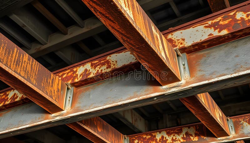 Rusted Steel Beams Underneath an Old Industrial Structure Stock ...