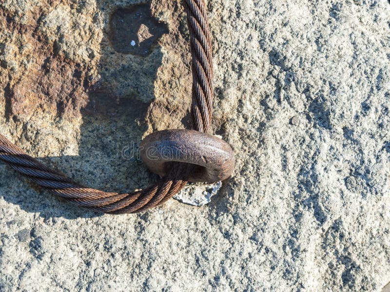 Rusted Steel Cable through Eye Bolt Stock Image - Image of waterfront ...
