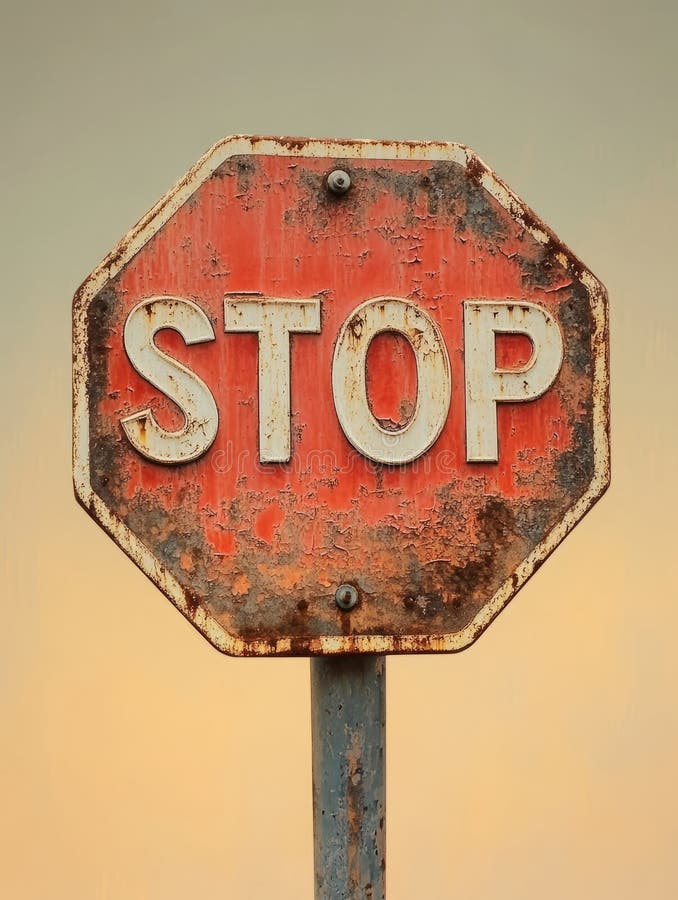 Rusted Stop Sign Against a Gradient Background. Stock Photo - Image of ...
