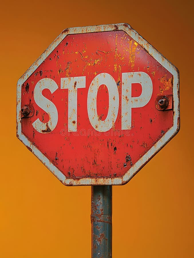 Rusted Stop Sign with Orange Background Stock Photo - Image of bold ...