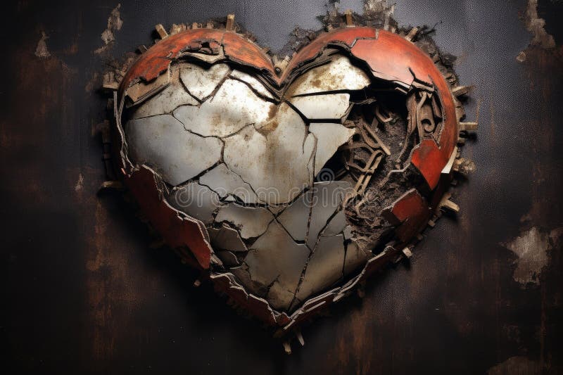 Rusted Torn Metal Heart. Generate Ai Stock Image - Image of injured ...