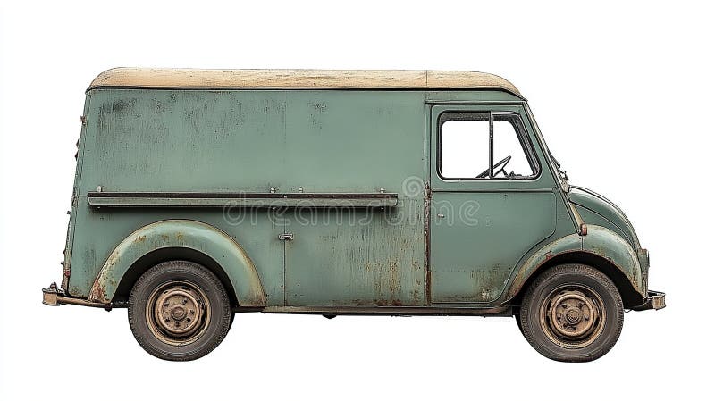 Rusted Vintage Delivery Van Isolated on White Background Stock ...