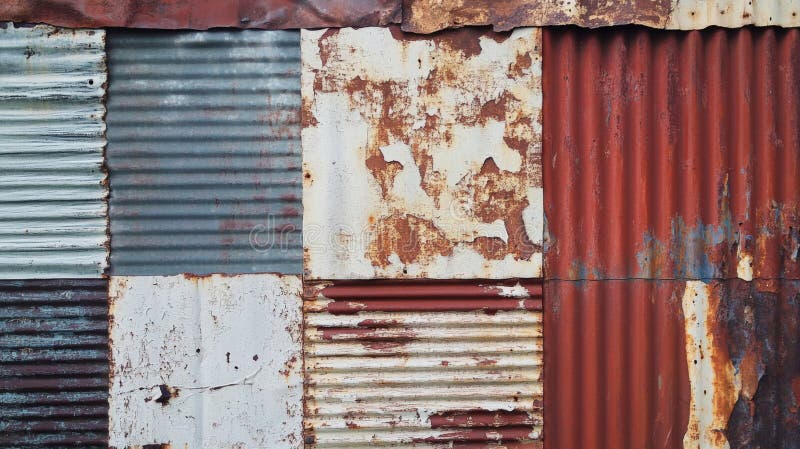 Rusted and Weathered Corrugated Metal Panels Stock Illustration ...