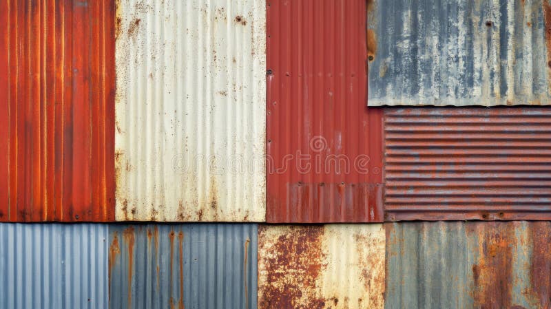 Rusted and Weathered Corrugated Metal Panels Stock Illustration ...